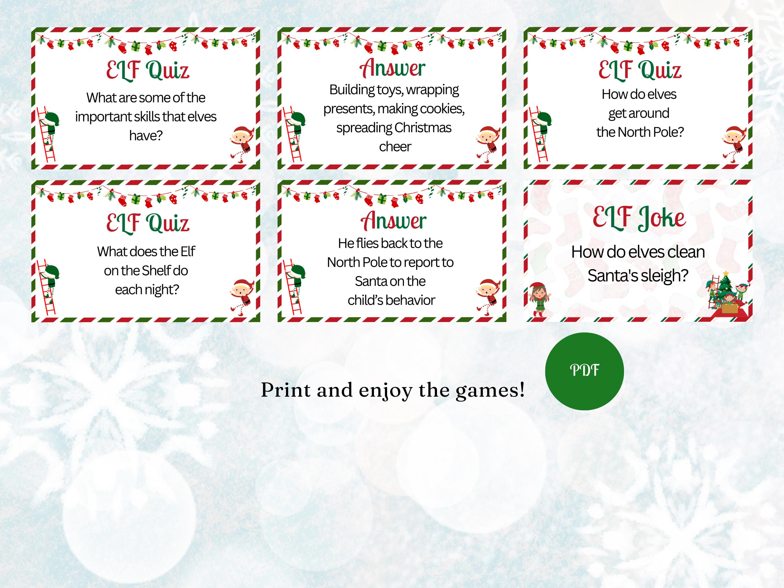 Elf Jokes, Elf Note Cards, Elf Shelf Kit, Elf Notes, Elf Kit, Christmas ...