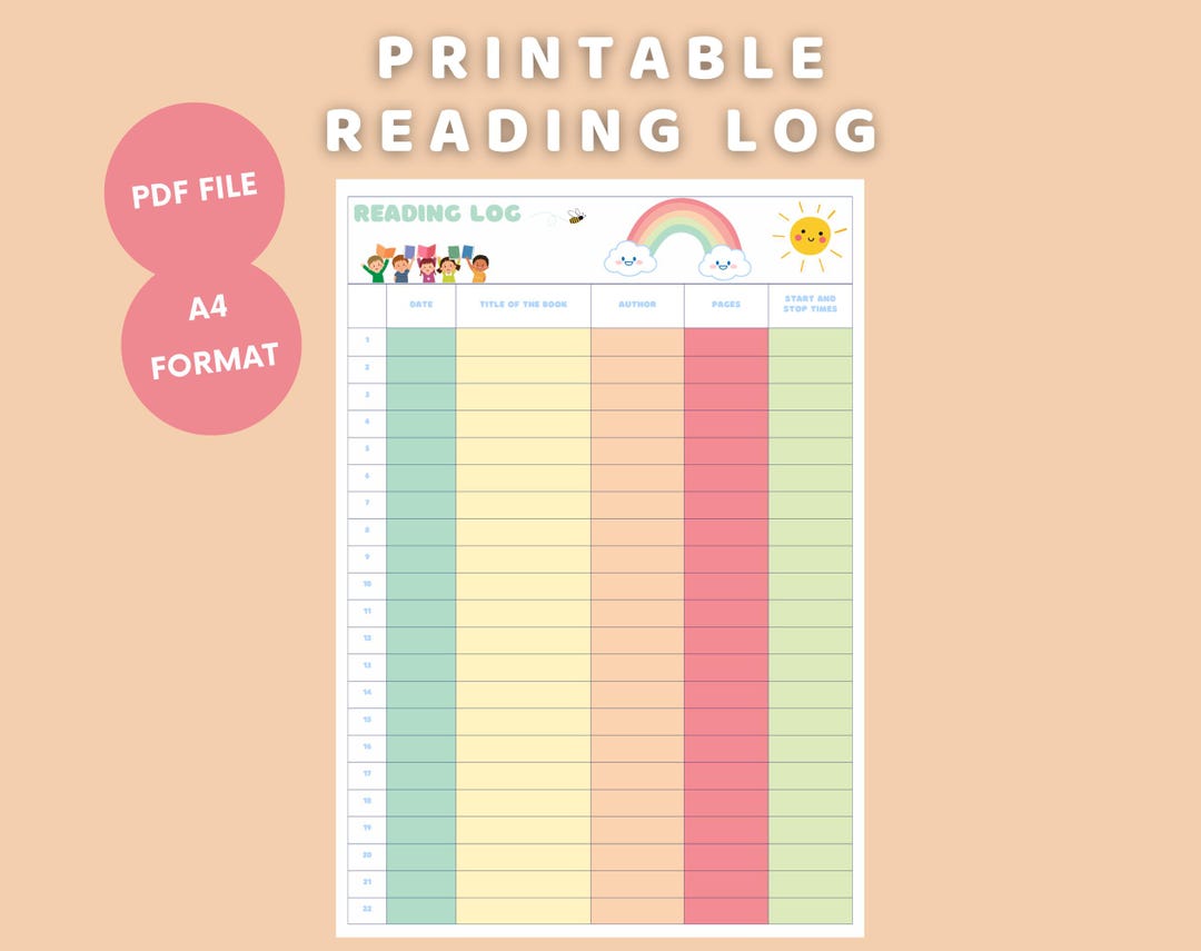 Kids Reading Tracker Reading Log Printable Reading Log Homeschool ...