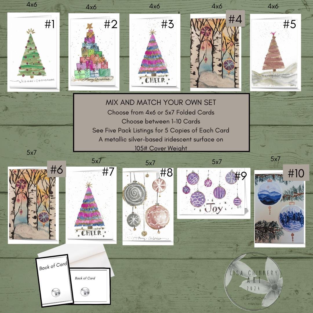 Mix & Match Holiday Cards - Watercolor Paintings Digital Blank Cards - Etsy