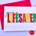 You're a Lifesaver Card - PRINTABLE PDF Card & DIY Envelope - Thank You ...