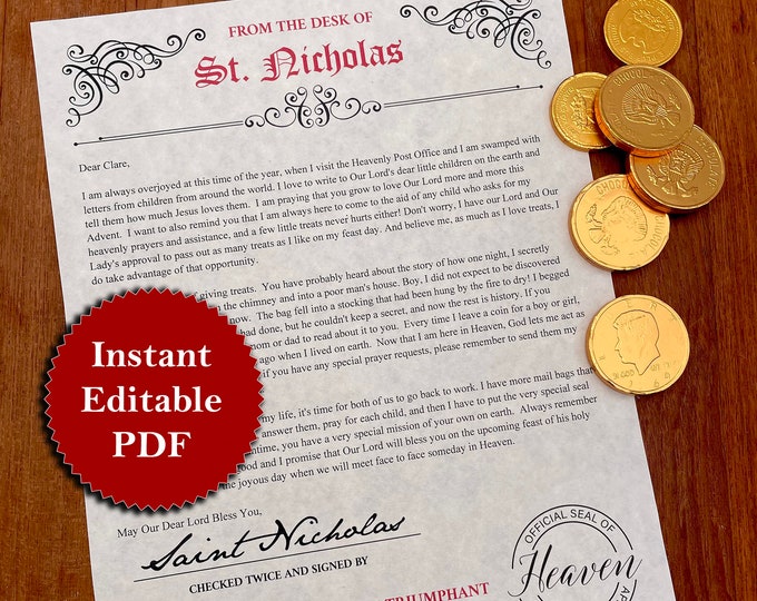 Editable Letter From Saint Nicholas Catholic Saint Nicholas Printable ...