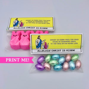 PRINTABLE Easter Bag Toppers, Digital Jesus RESURRECTION Easter Basket ...