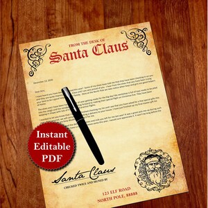 Santa Letter Printable Template Editable Santa Letter Instant Download ...
