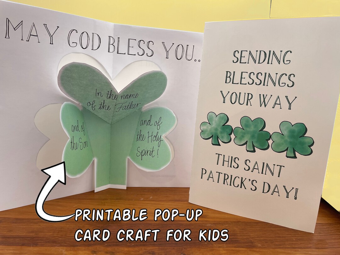 Saint Patrick Catholic Craft Kids Lent PRINTABLE Shamrock Pop-up Card ...