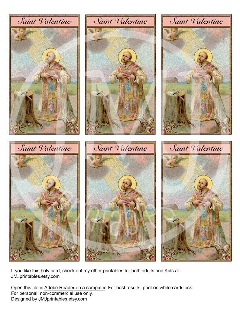 Saint Valentine Holy Card PRINTABLE Digital PDF Holy Card - Etsy