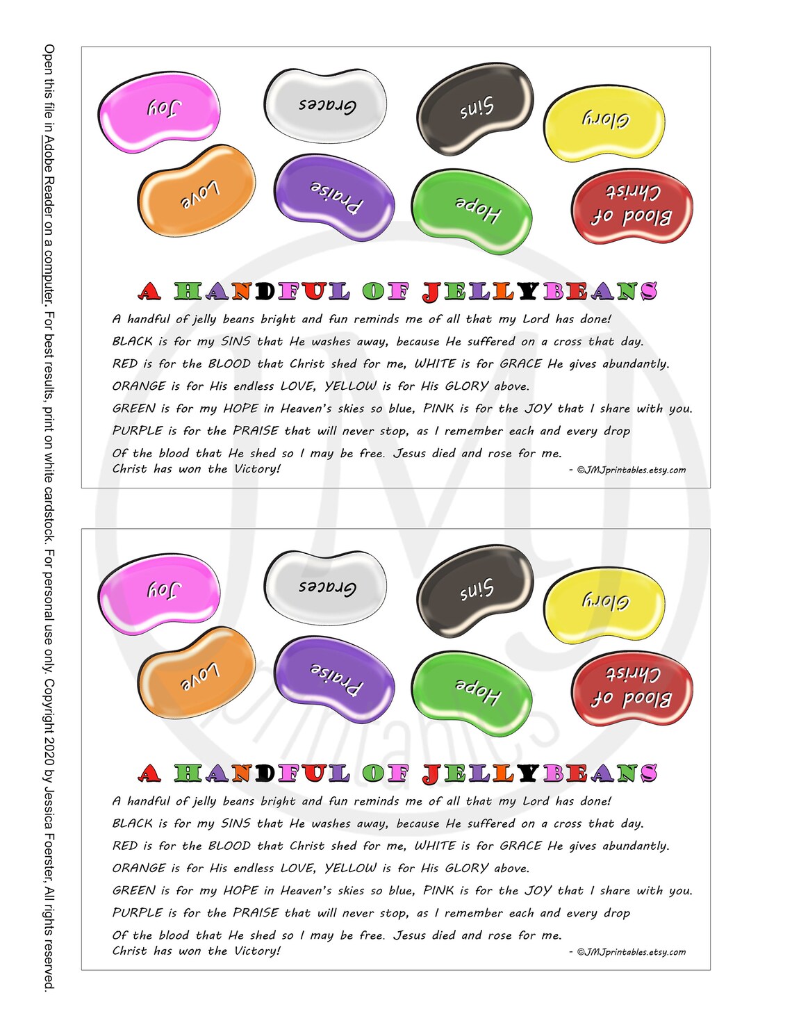 Jelly Bean Prayer Poem Christian & Catholic Kid Easter Treat | Etsy