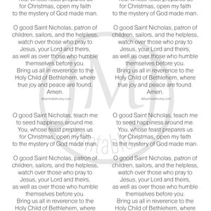 Saint Nicholas Holy Card PRINTABLE Kids Prayer Card St Nicholas Day ...