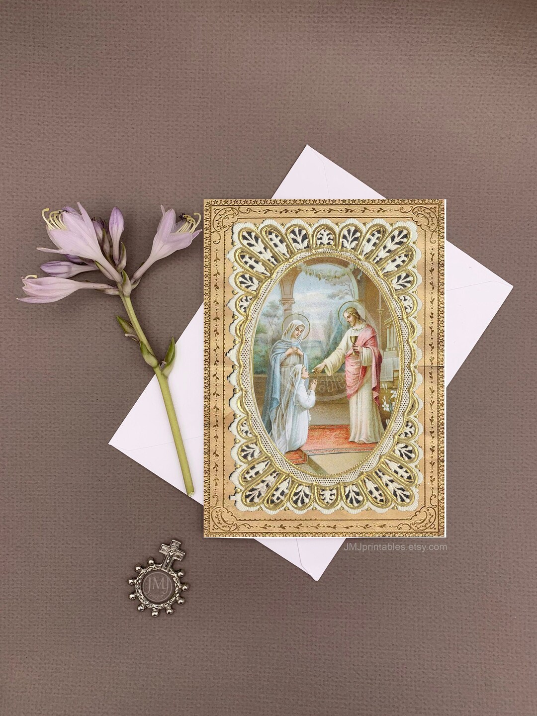 PRINTABLE First Communion Card GIRL, 1st Holy Communion Gift, First ...