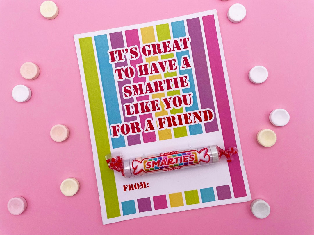 Printable Kid Valentine Cards INSTANT DOWNLOAD Smartie Candy Valentine ...