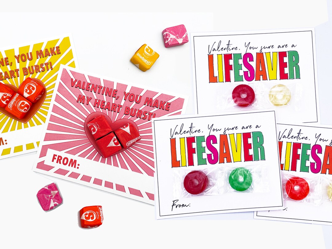 Instant Download Kids Valentine Cards PRINTABLE Candy Valentine Treat ...