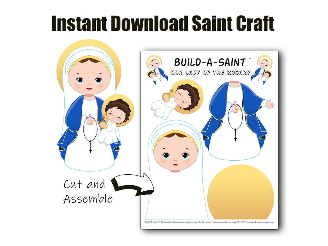 Our Lady of the Rosary Catholic Paper Doll Craft Mary BUILD A SAINT ...