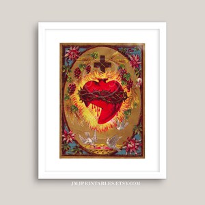 Catholic Sacred Heart of Jesus PRINTABLE Vintage Catholic Art Printable ...