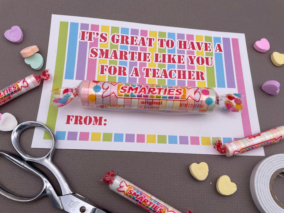 DIY Teacher End of Year Teacher Gift, Printable MEGA Smartie Theme Card ...