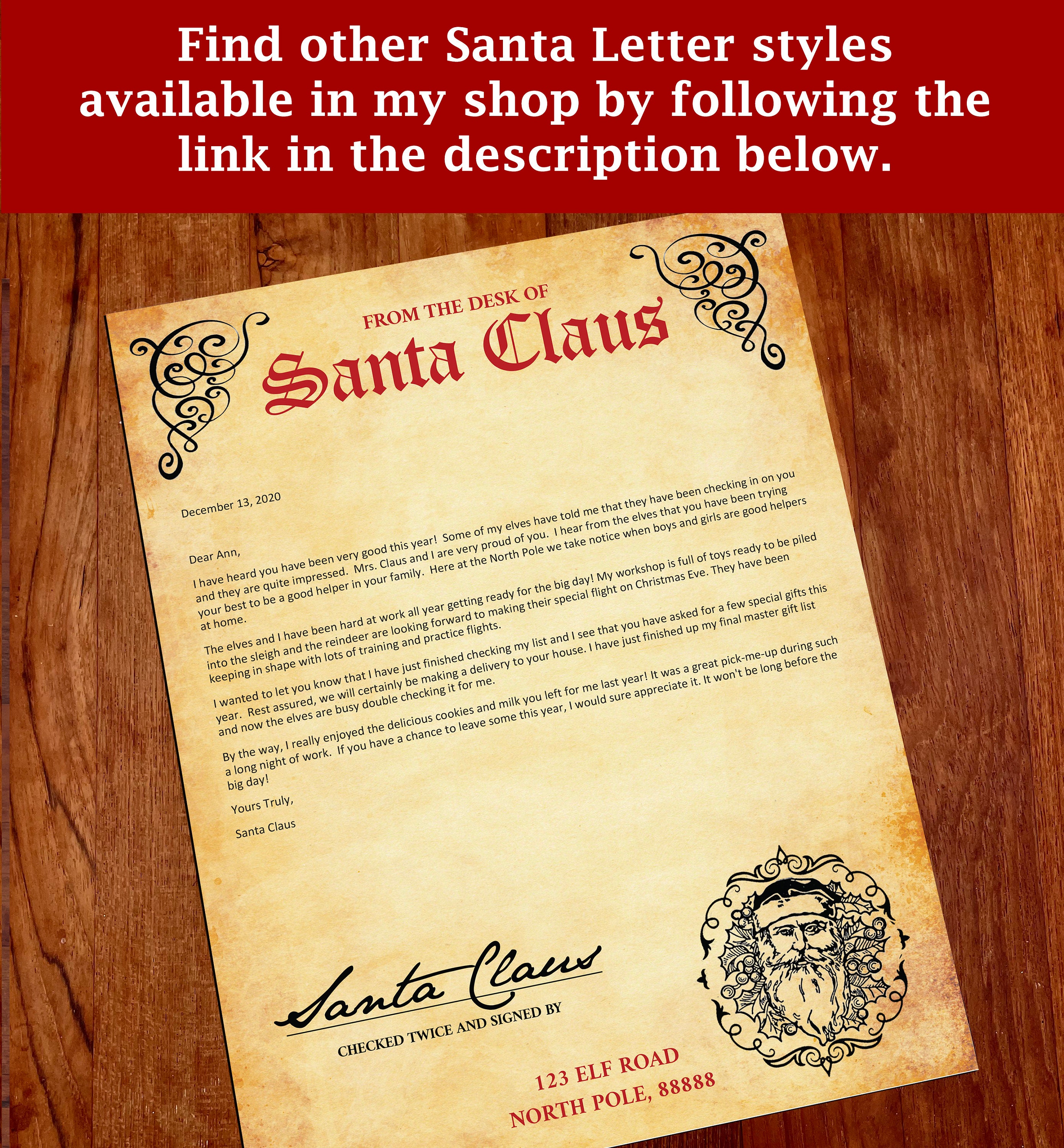 Editable Letter From Santa Claus Printable Christmas Letter | Etsy