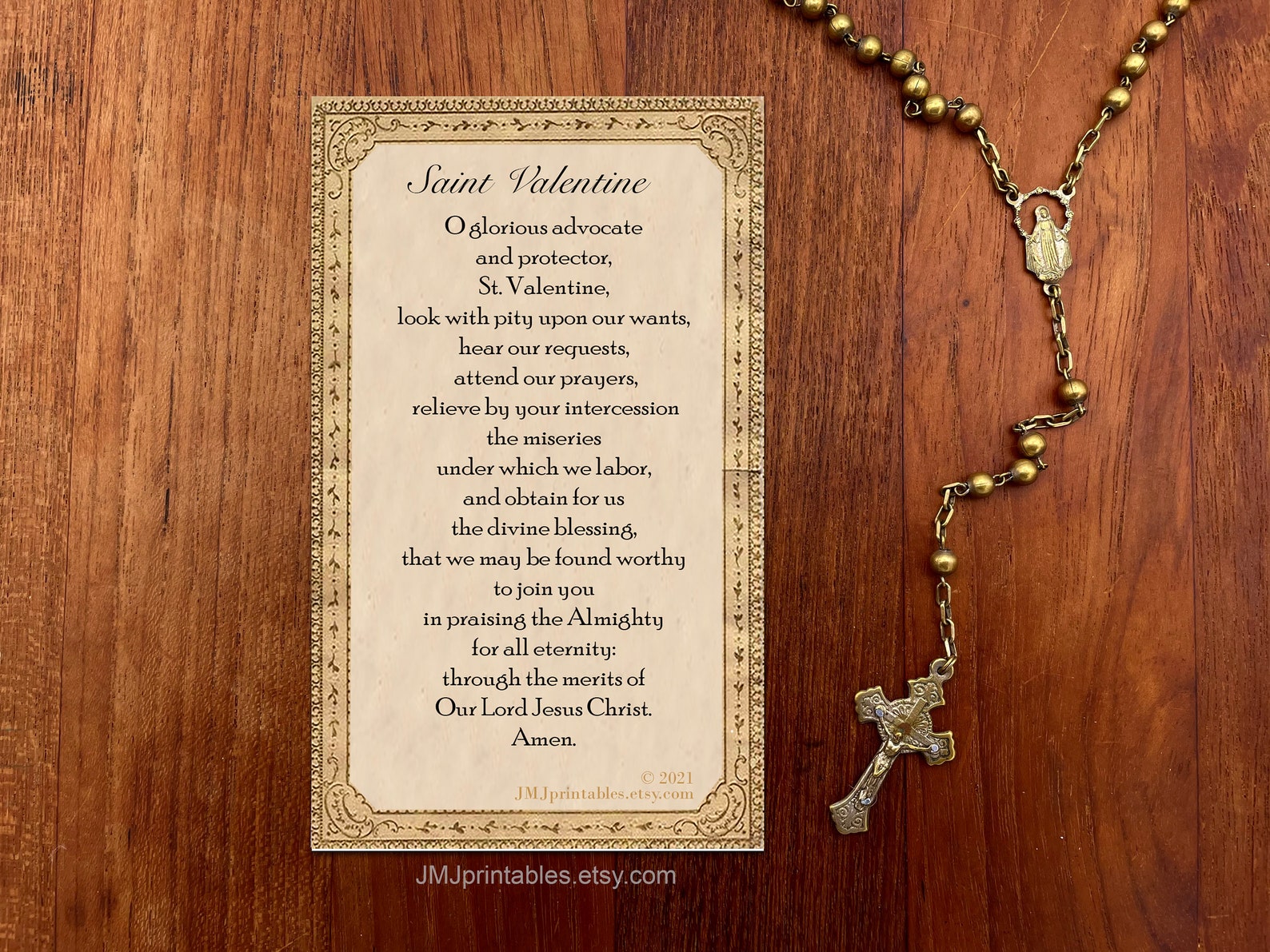 Saint Valentine Holy Card PRINTABLE Catholic Valentine Digital Instant ...