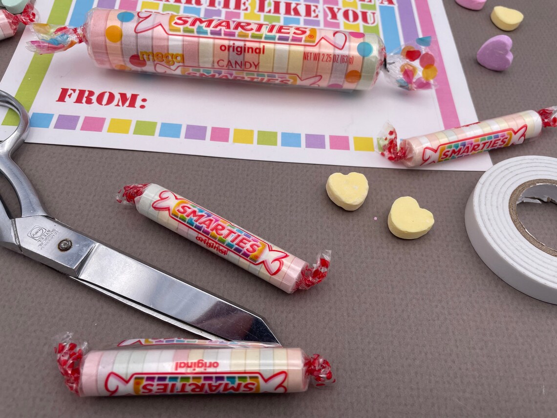 Teacher Valentine Printable Card Smartie Candy Theme Card for | Etsy