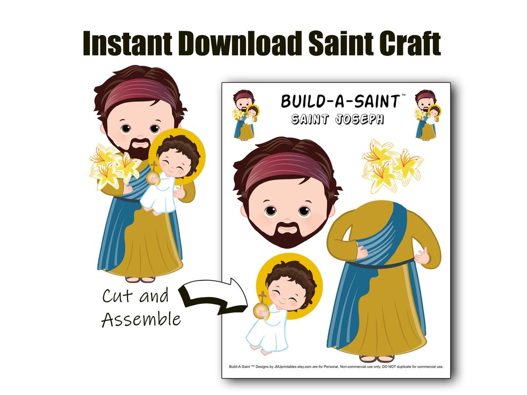 Saint Joseph Catholic Paper Doll Craft BUILD A SAINT Printable Feast of ...