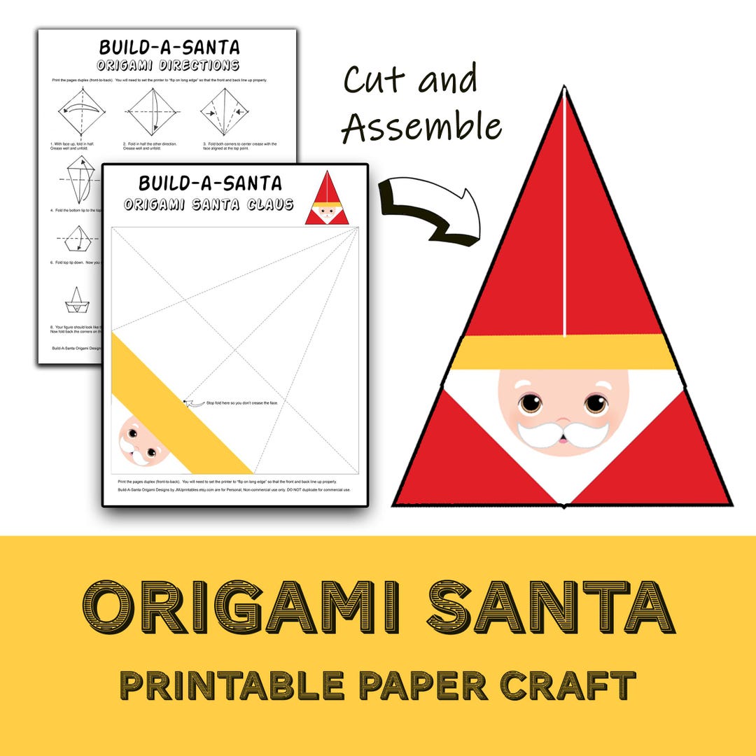 Printable Advent Craft DIY Santa Ornament Origami Christmas Craft for ...