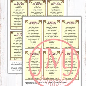 Spiritual Communion and Act of Contrition Prayer PRINTABLE, Digital PDF ...