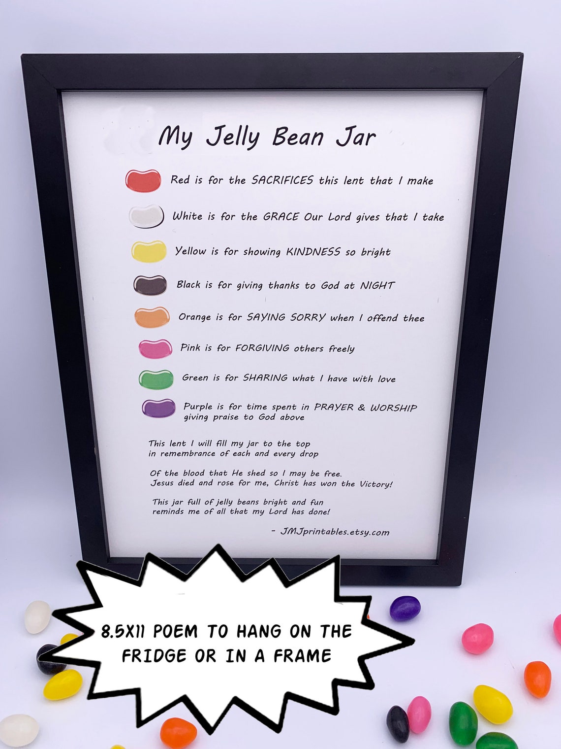 Jelly Bean Prayer Poem Christian PRINTABLE Poster Easter - Etsy