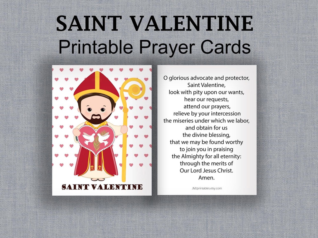 Saint Valentine Prayer Card Kids PRINTABLE Holy Card St Valentines Day ...