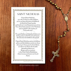 Saint Nicholas Holy Card PRINTABLE Prayer Card Saint Nicholas Catholic ...
