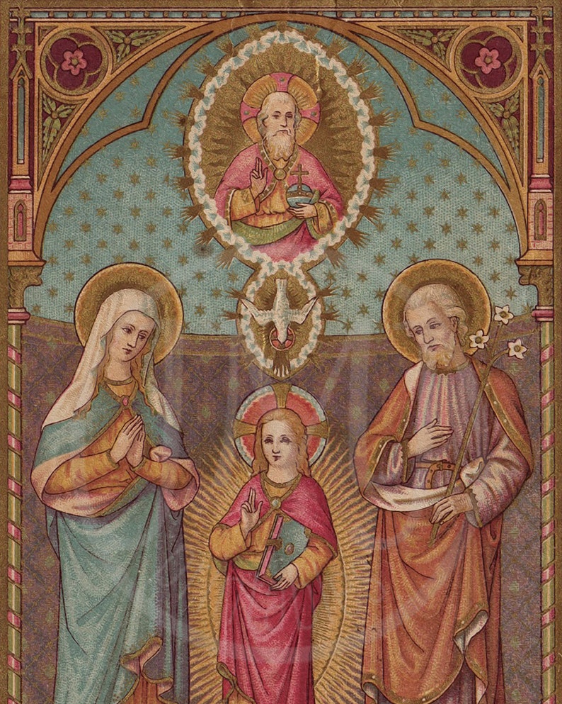 Catholic Art Print Holy Family PRINTABLE Holy Trinity Instant | Etsy