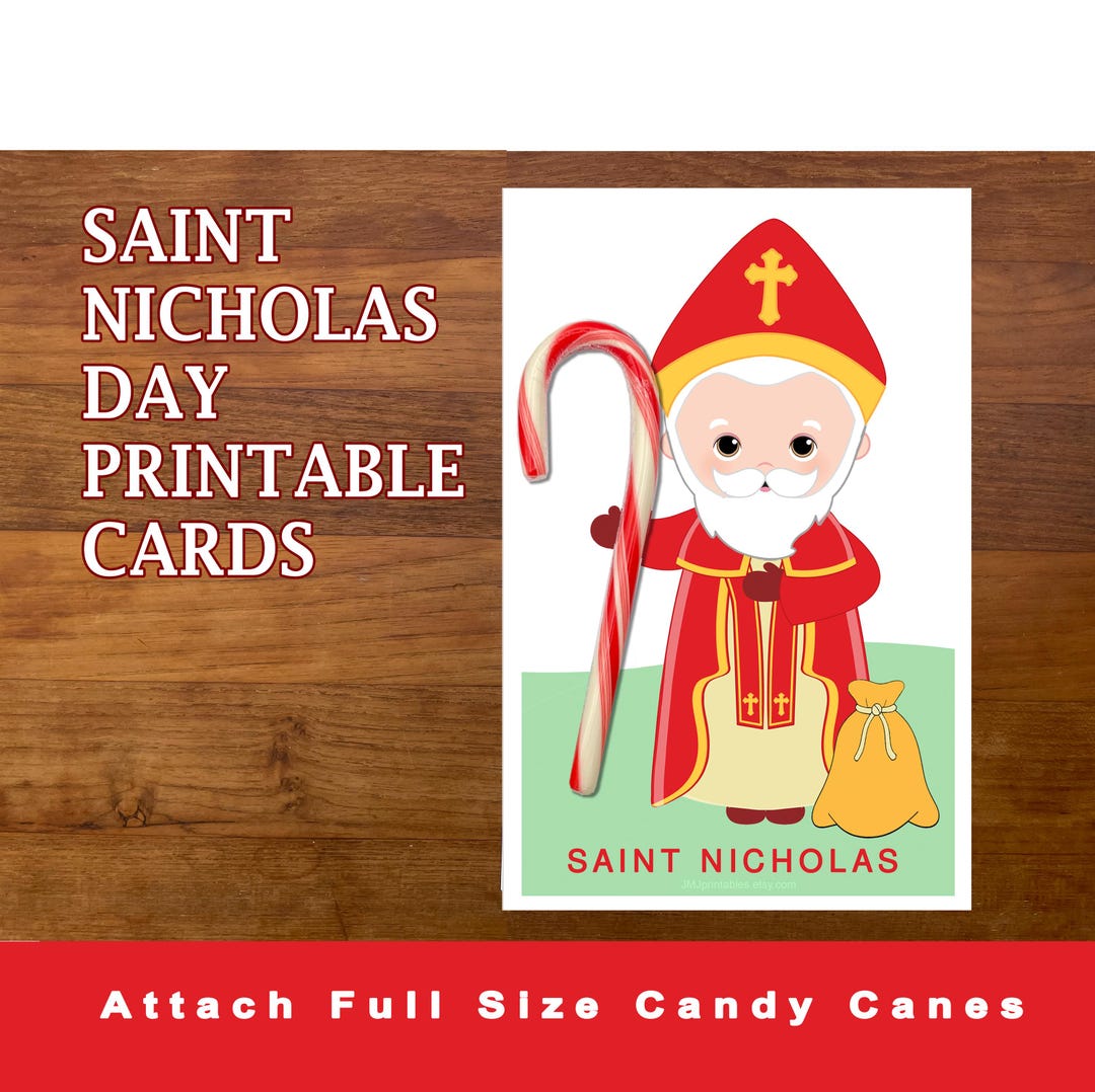Saint Nicholas Day Card Kids Holy Card PRINTABLE Saint Nicholas Party ...