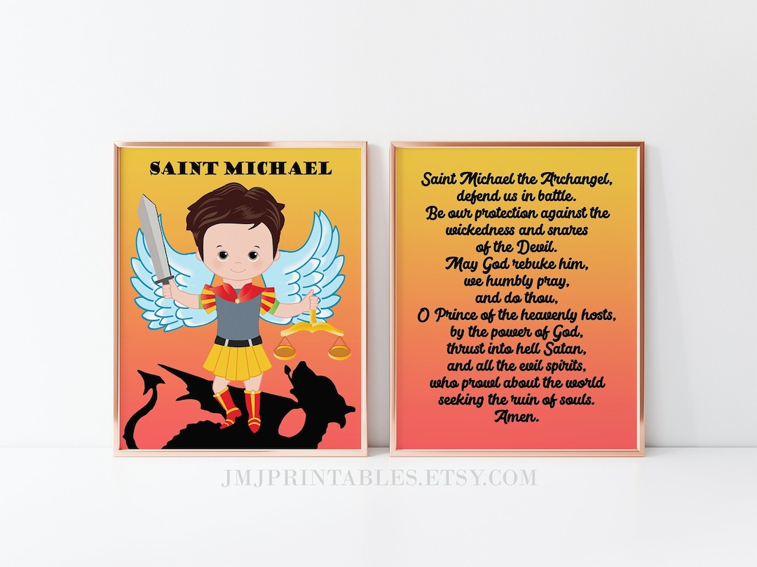 Saint Michael the Archangel PRINTABLE Catholic Art Print Set for Kids ...