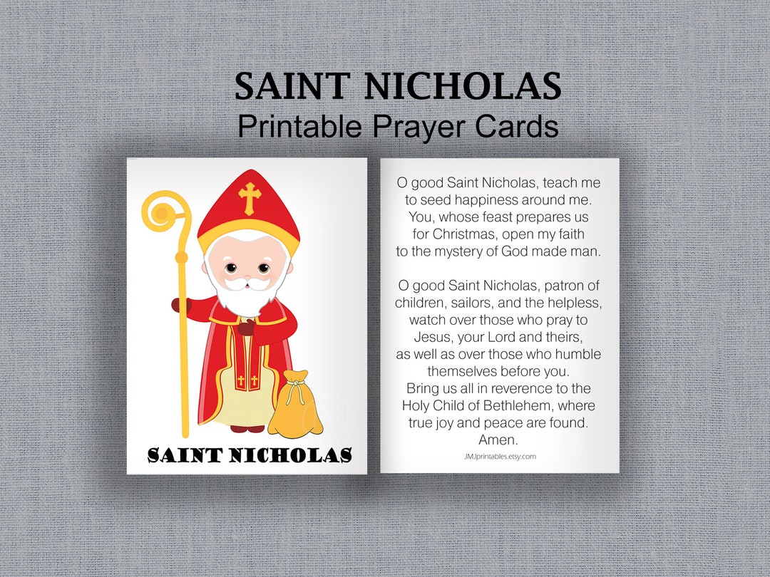 Saint Nicholas Holy Card PRINTABLE Kids Prayer Card St Nicholas Day ...