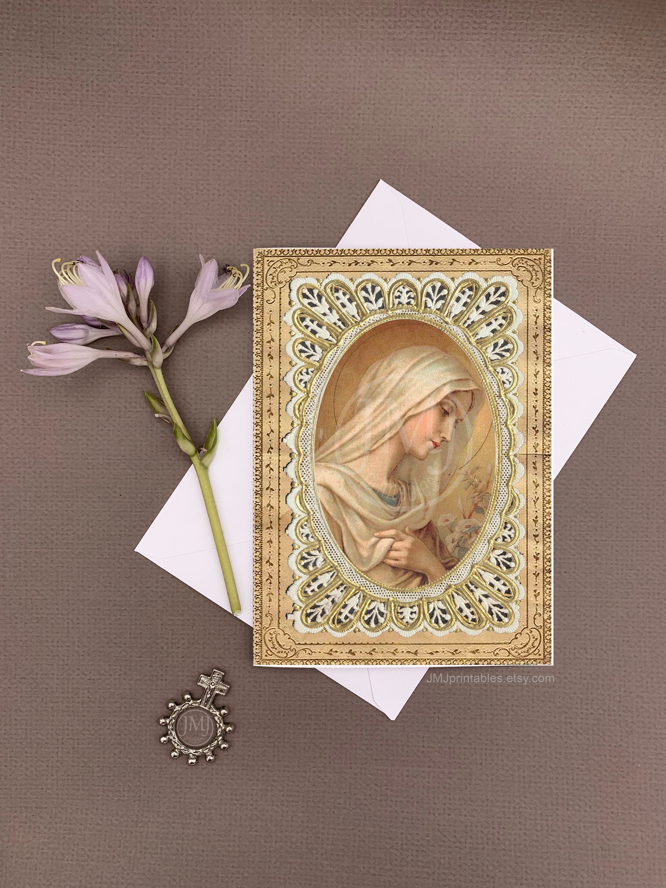 Blessed Virgin Mary Card - PRINTABLE Digital PDF Traditional Catholic ...