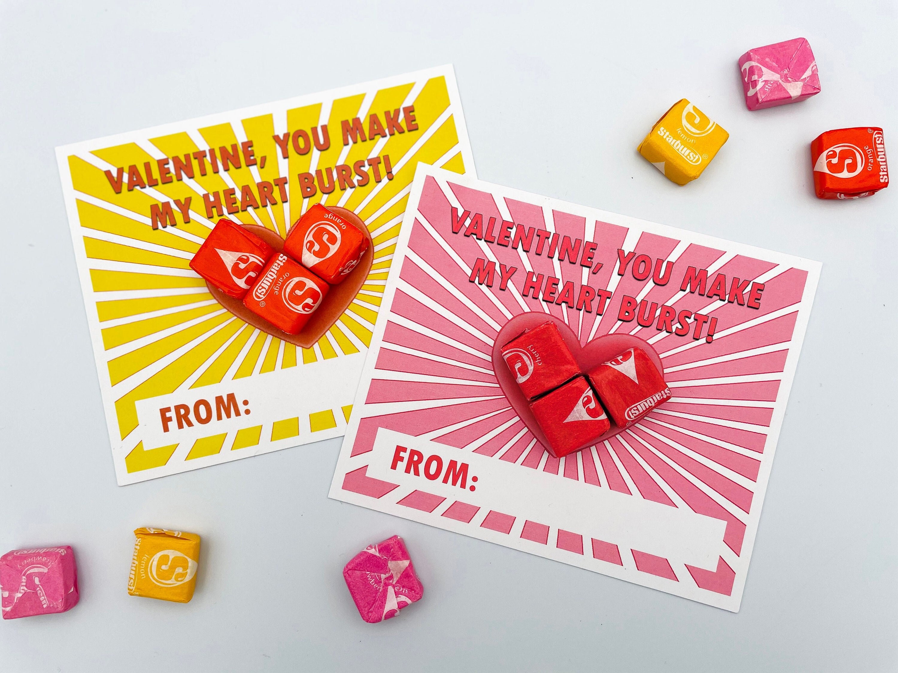 Paper & Party Supplies Printable Valentine Cards Starburst Kids ...