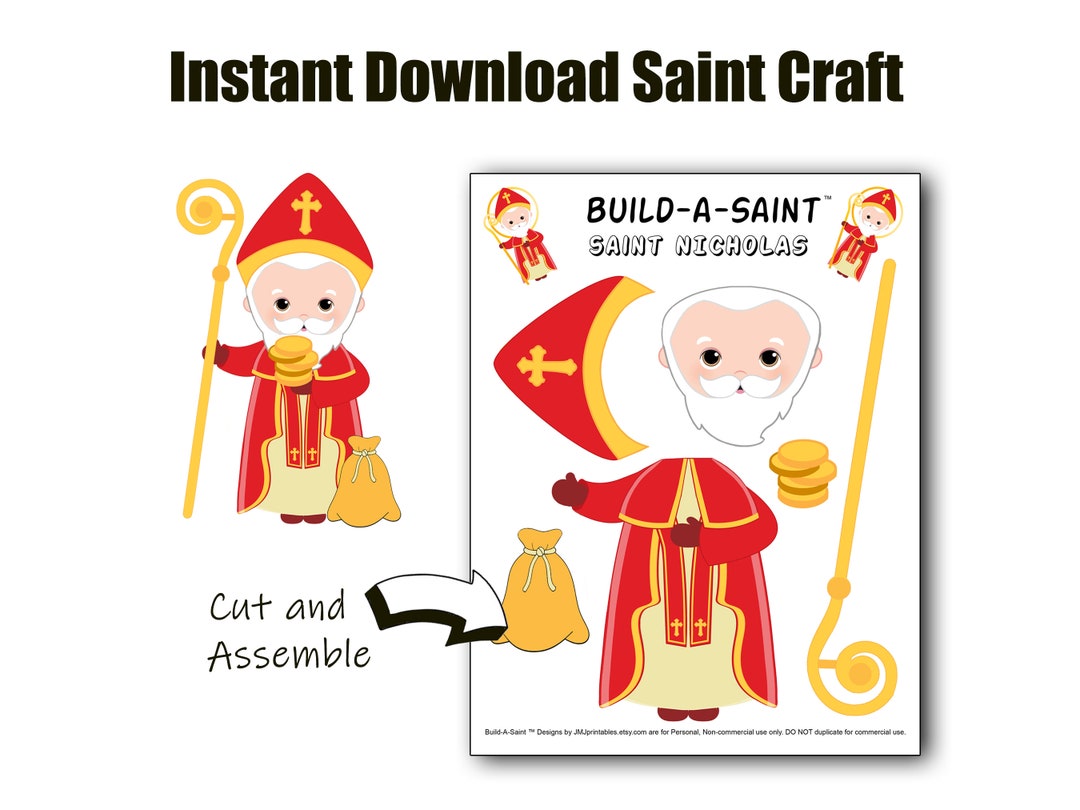 Saint Nicholas Catholic Craft Advent Activity Page Paper Doll BUILD A ...