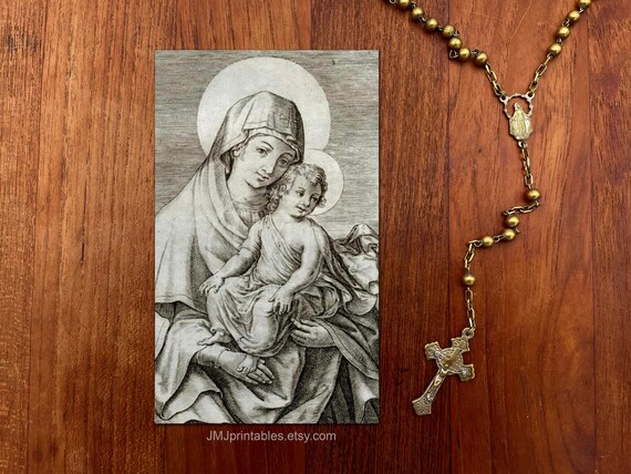 Memorare Prayer Card PRINTABLE Madonna and Child Prayer Card | Etsy