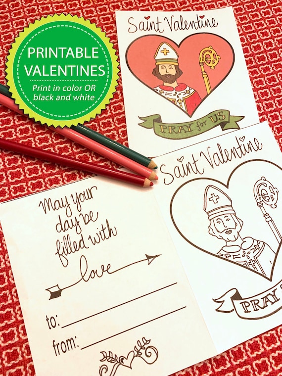 Printable Saint Valentine Card for Kids Kid Valentine's | Etsy
