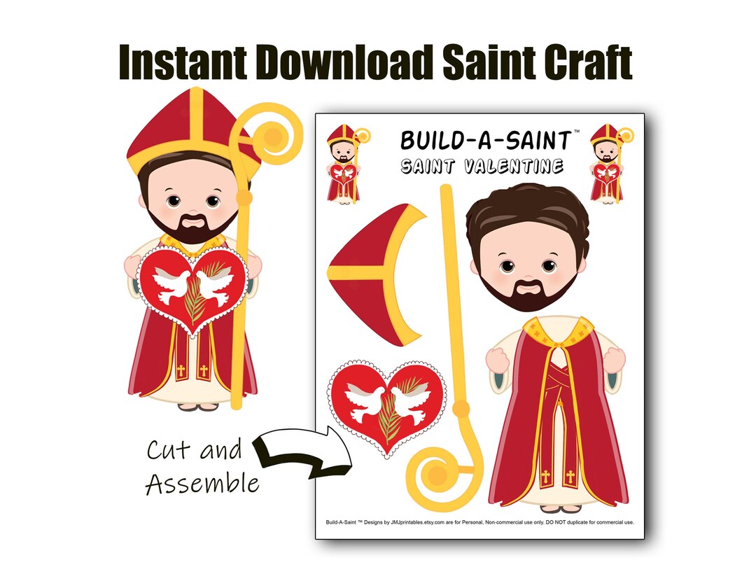 Saint Valentine Catholic Craft Valentines Day Kid Activity Page Paper ...