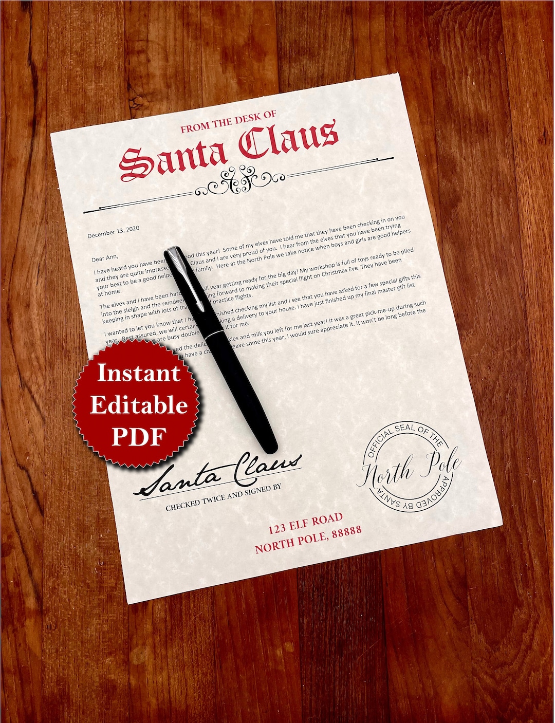 Santa Letter Printable Christmas Letter From Santa Claus Editable Santa ...