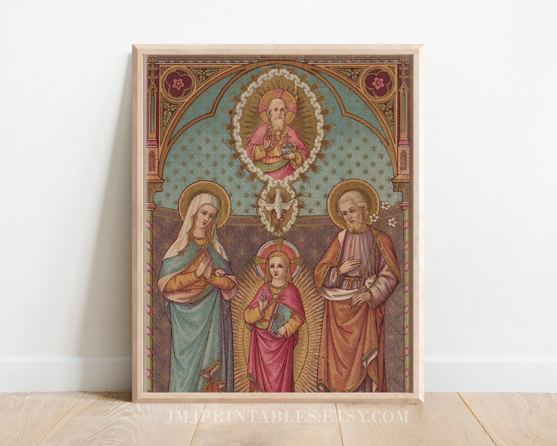 Catholic Art Print Holy Family PRINTABLE Holy Trinity Instant - Etsy