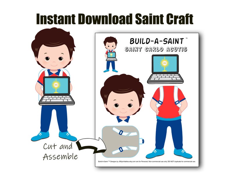 Saint Carlo Acutis Catholic Craft for Kids Activity Page Paper Doll ...