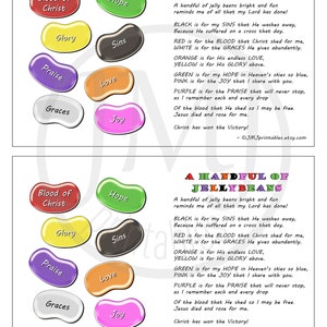 Jelly Bean Prayer Poem Treat Topper Tag Christian & Catholic Kid Easter ...