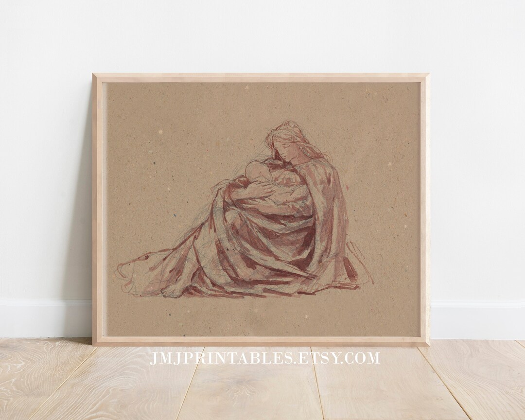 Our Lady PRINTABLE Catholic Christmas Art Print Blessed Mother Virgin ...
