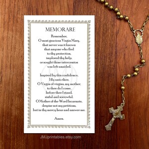 Memorare Prayer Card PRINTABLE, Madonna and Child Prayer Card, Digital ...