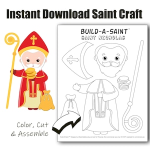Saint Nicholas Coloring Page Catholic Craft Advent Activity Paper Doll ...
