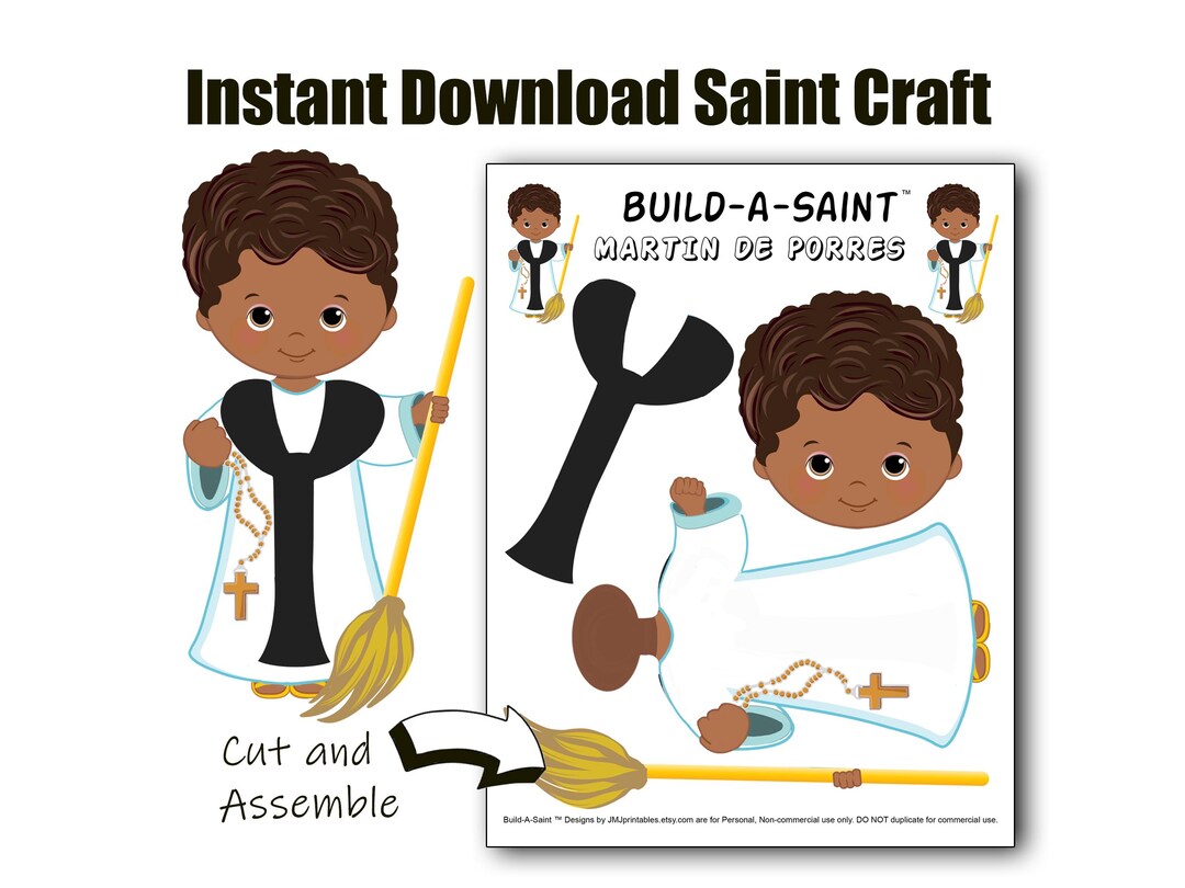 St Martin De Porres Catholic Craft BUILD A SAINT Printable Saint Kid ...