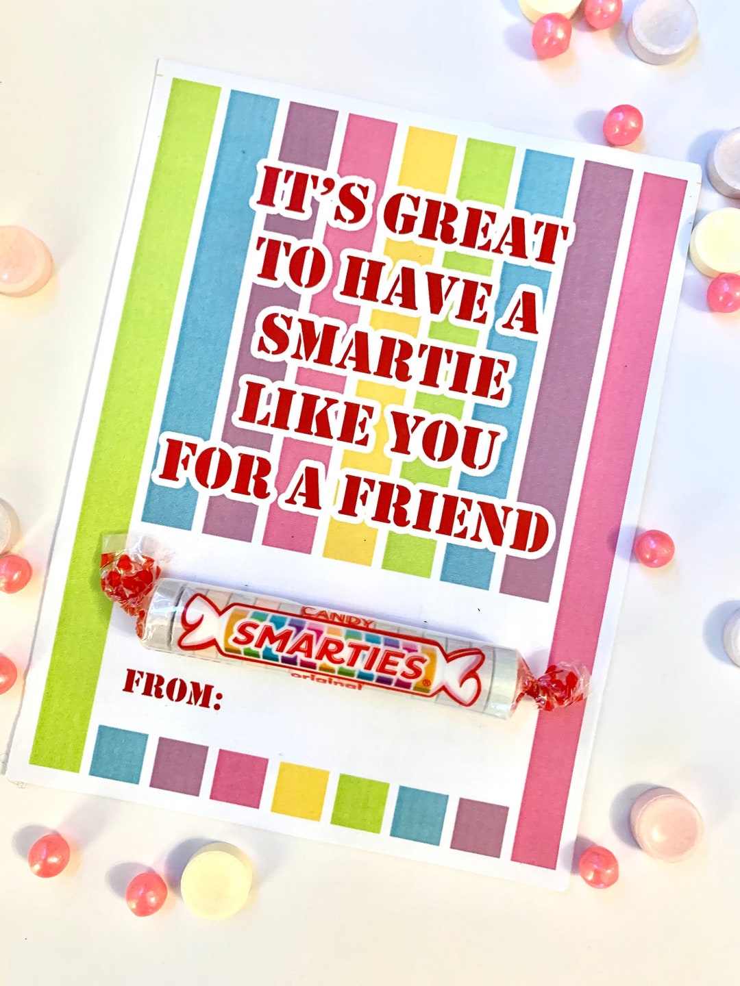 Candy Valentine Printable Kids Smartie Card Valentine Treat Allergy ...