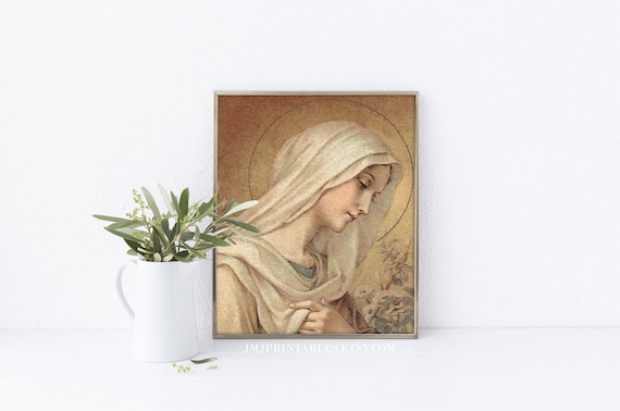 Our Lady Blessed Mother PRINTABLE Catholic Art Print Blessed - Etsy