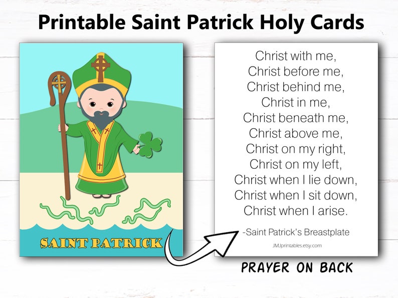 Saint Patrick Holy Card PRINTABLE Catholic Kids Prayer Card - Etsy