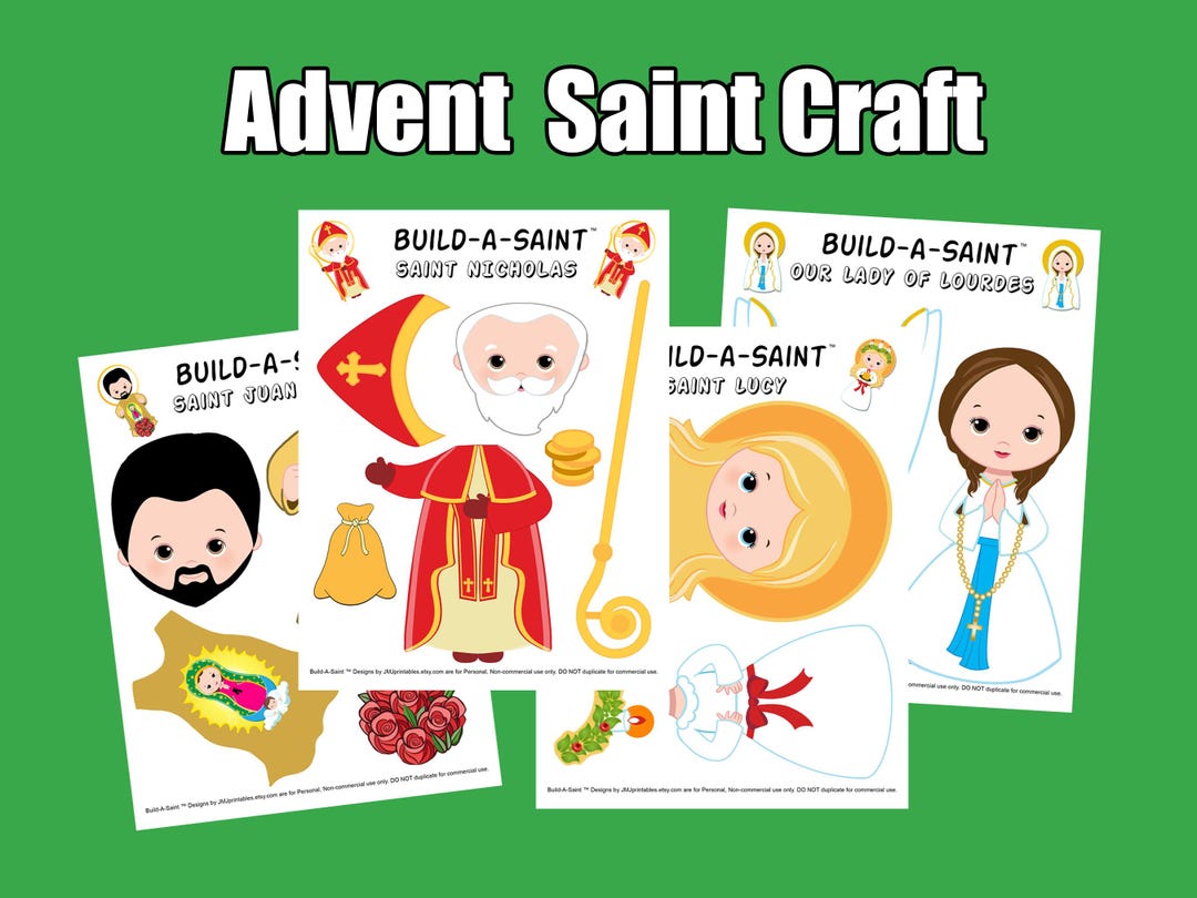 Advent Catholic Saint Craft Kit Bundle for Kids - Build A Saint Paper ...