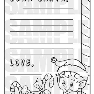 Printable Letter to Santa Coloring Page & Pretend Stamps Christmas Kids ...
