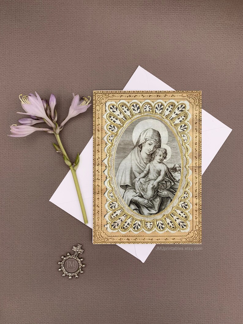 Catholic Christmas Card PRINTABLE - Madonna and Child Jesus Art ...